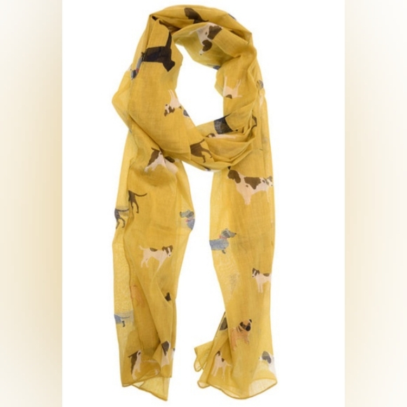 Joy Susan | Accessories | Joy Susan Yellow Dog Print Scarf | Poshmark
